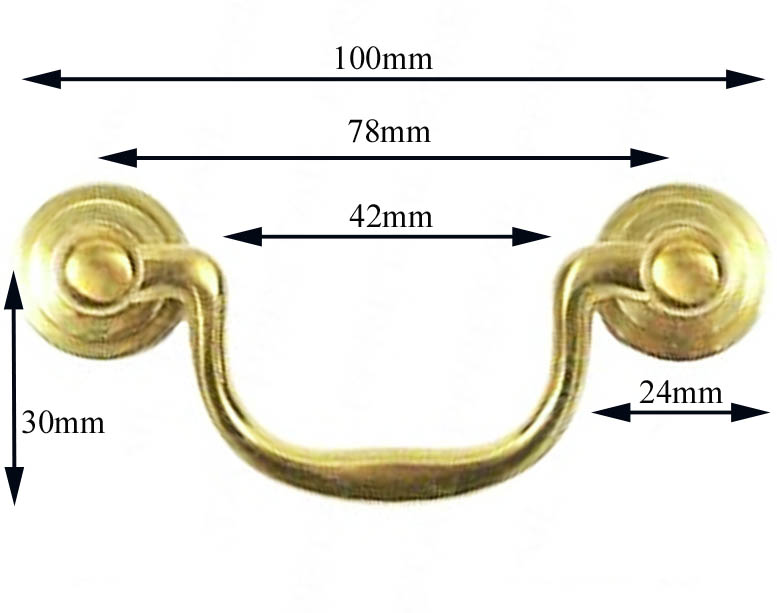 Solid Polished Brass Cupboard / Drawer Drop handle (B2637)