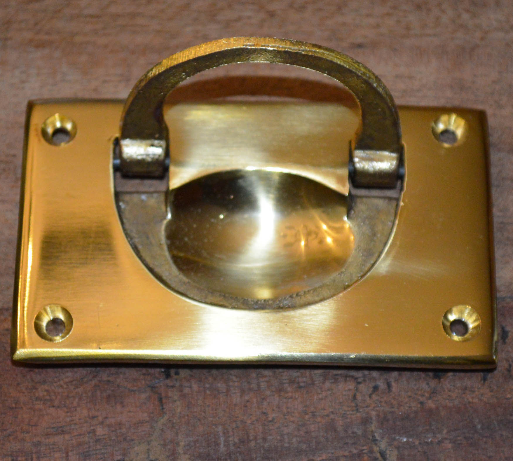 Solid Polished Brass Cupboard / Drawer / Military Chest Handle 70mm x 40mm
