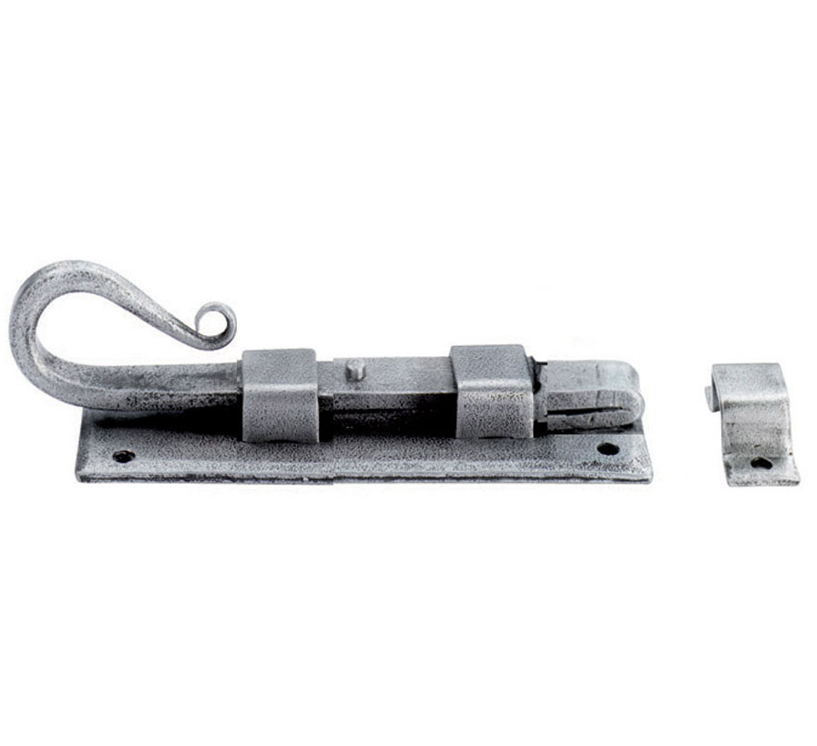 Wrought Iron 5" Straight Door Bolt in a Light Pewter Effect, Rustproof ...