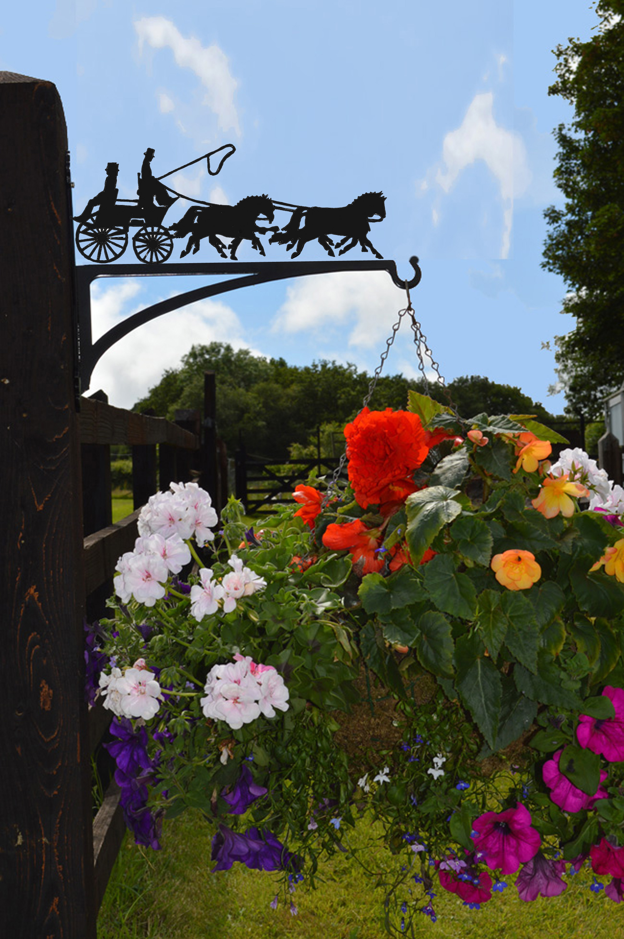 Coach & 4 Horses Hanging Basket Bracket