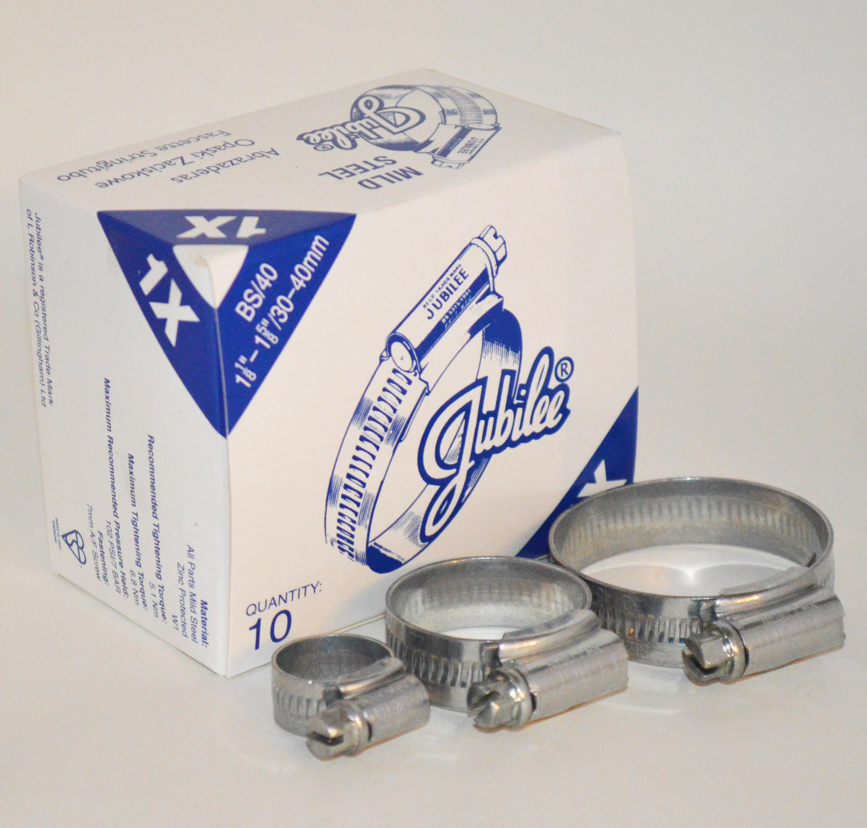 10 x Genuine Jubilee 0 16mm - 22mm Mild Steel Zinc Plated Hose Clips