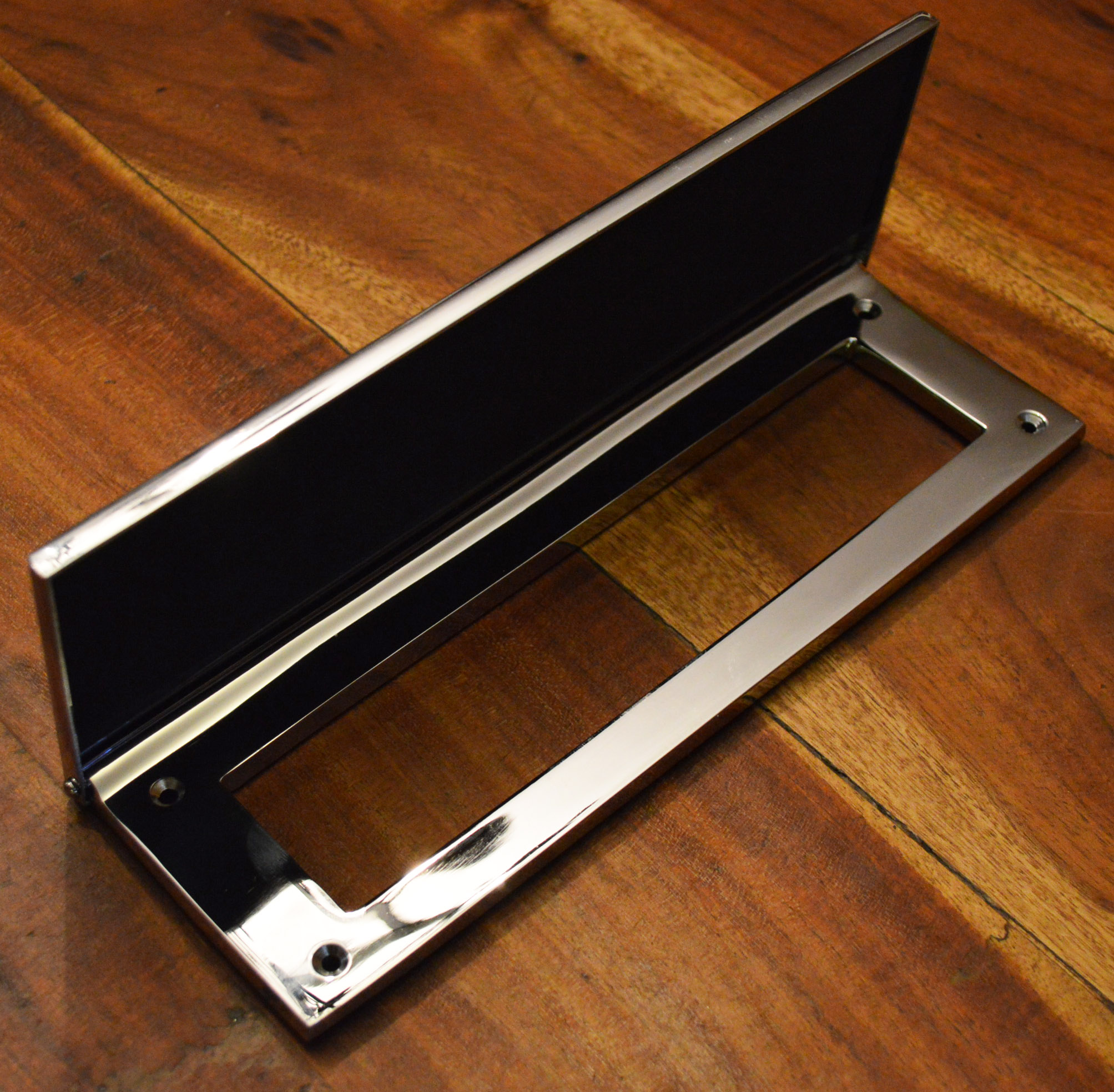 Large Polished Chrome Inner Door Letter Flap Tidy & Draft Excluder BC2012B