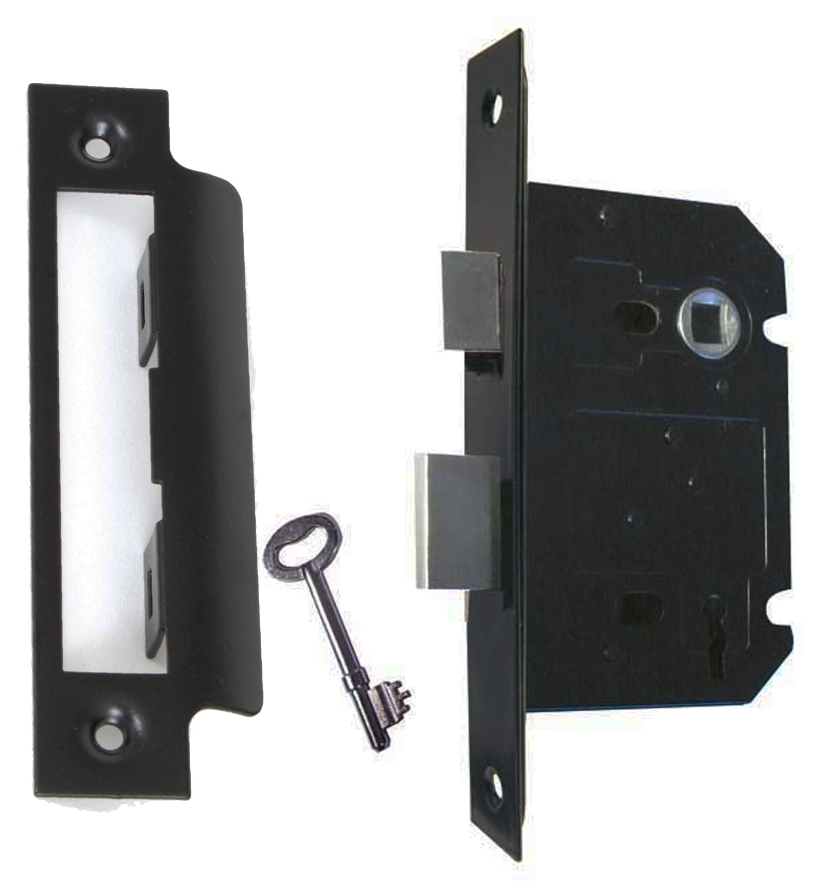 Mat Black Reversible 3 Lever Sash or Mortise Lock 63mm - 2-1/2" (JL174BL)