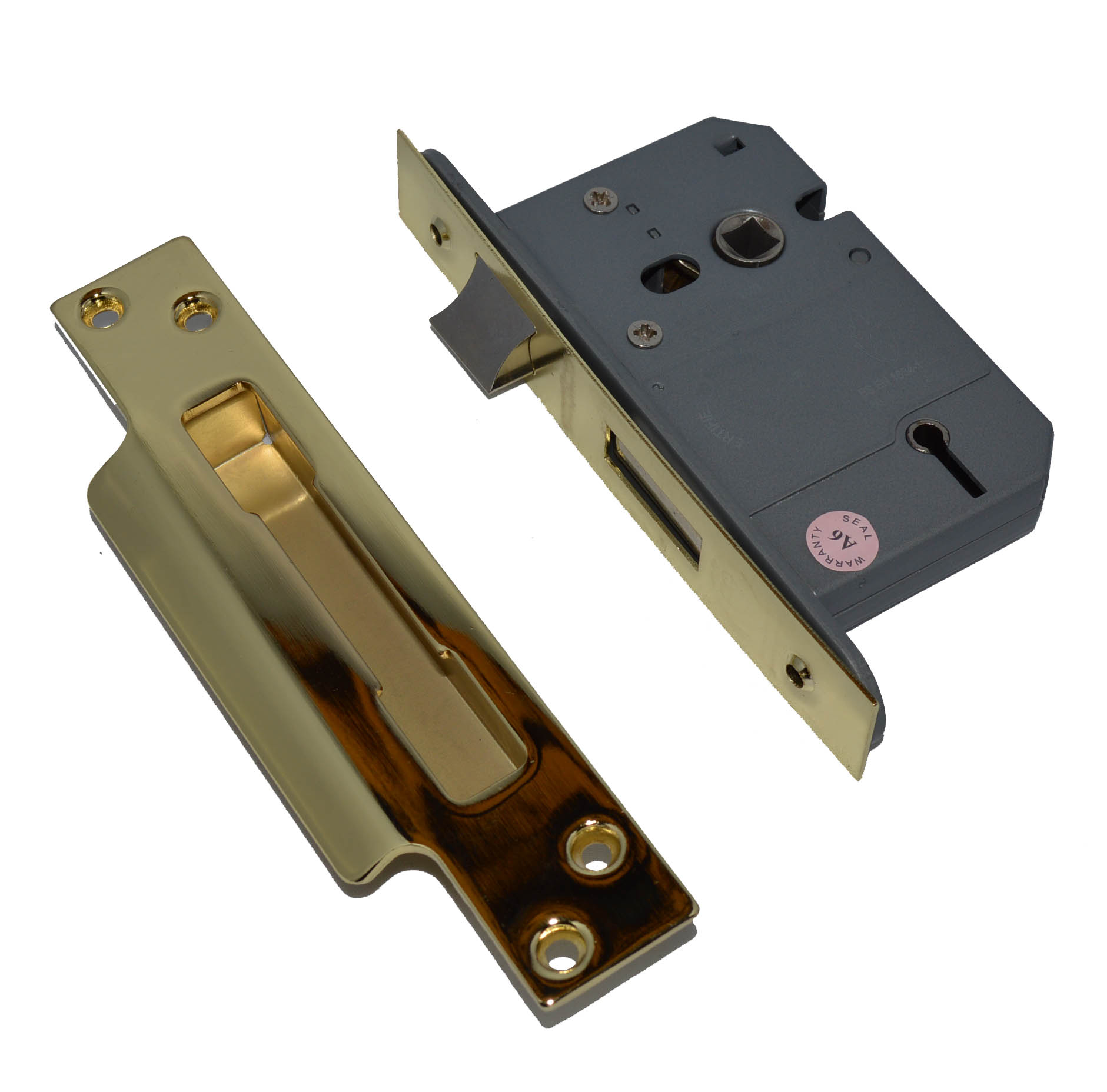 Polished Brass Reversible 5 Lever British Standard Sash Lock 63mm 2-1/2 ...
