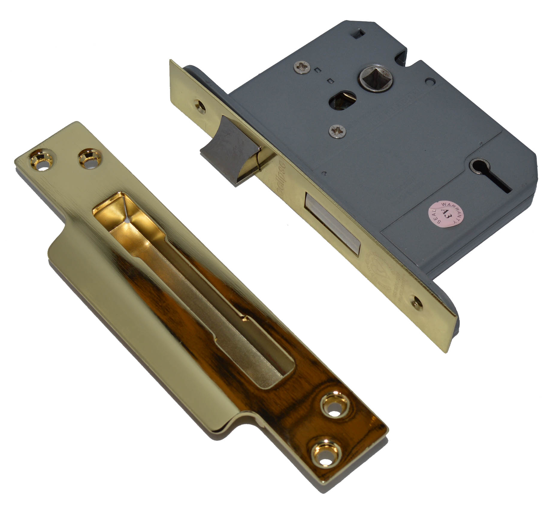 Polished Brass Reversible 5 Lever British Standard Sash Lock 76mm 3 ...